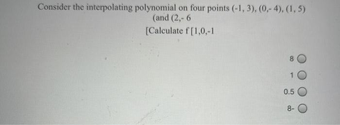 Solved Consider the interpolating polynomial on four points | Chegg.com