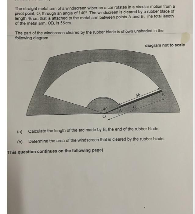 Solved The straight metal arm of a windscreen wiper on a car | Chegg.com