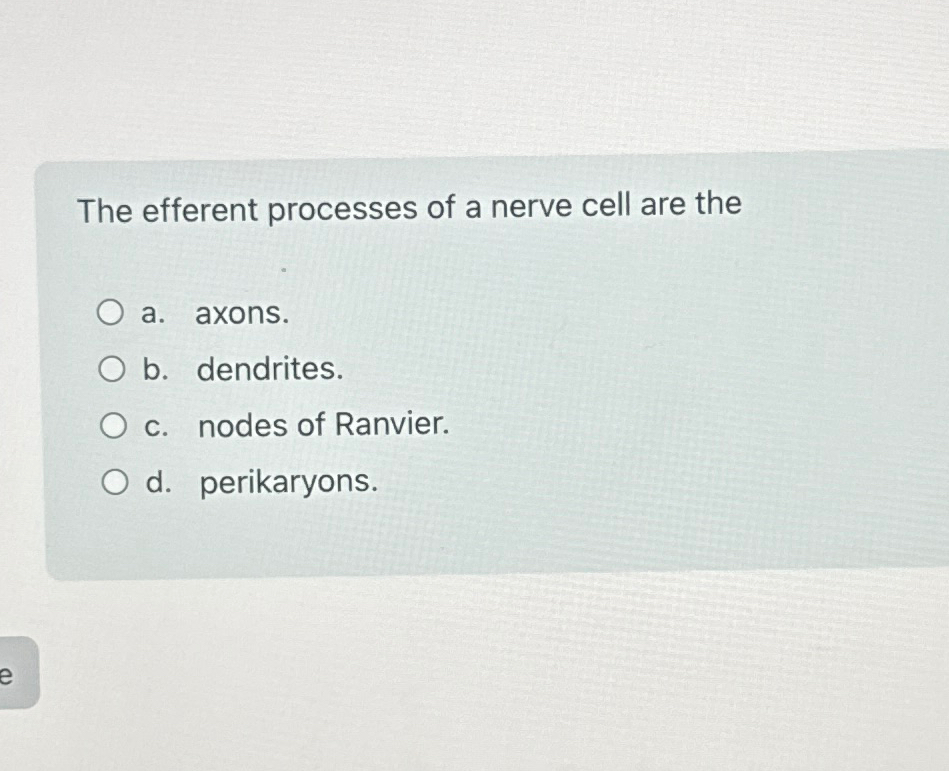 Solved The efferent processes of a nerve cell are thea. | Chegg.com