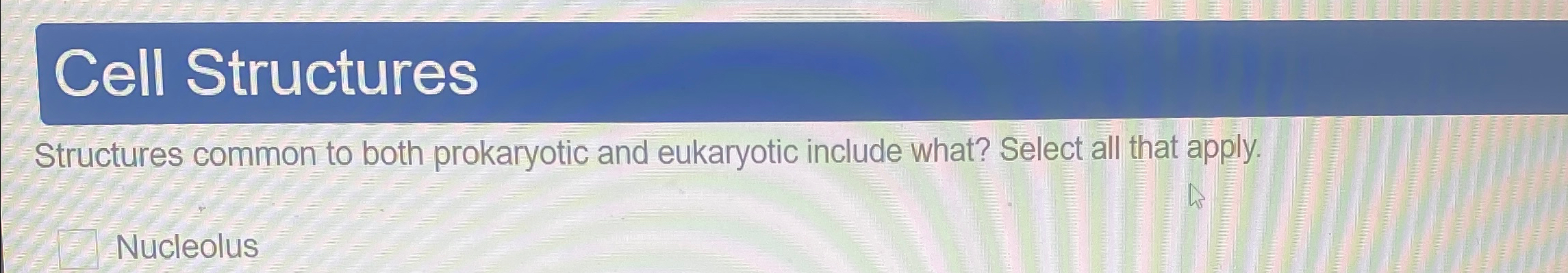 Solved CellStructuresStructures common to both prokaryotic | Chegg.com