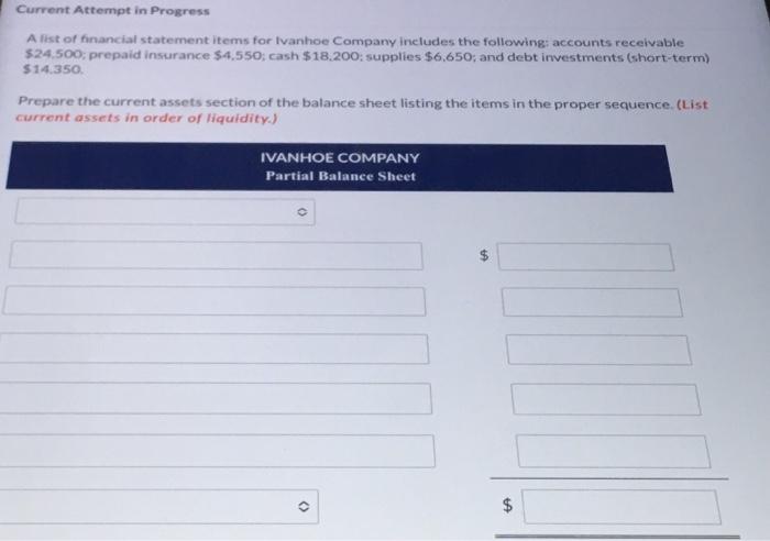 Current Attempt in Progress A list of financial | Chegg.com