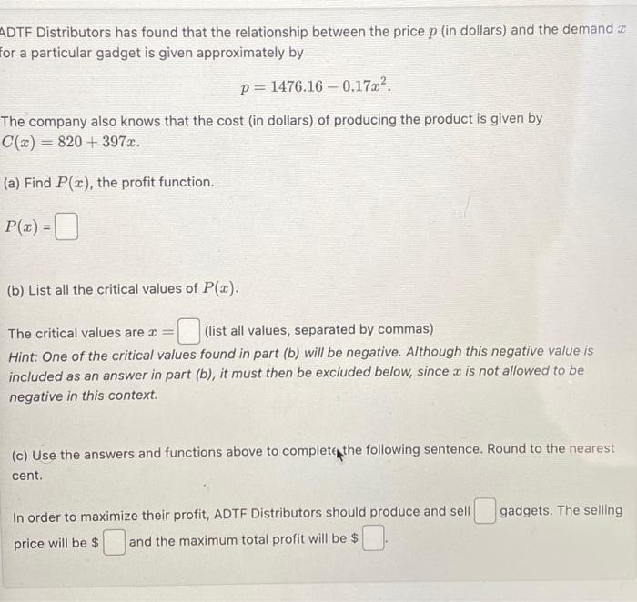 Solved ADTF Distributors has found that the relationship | Chegg.com