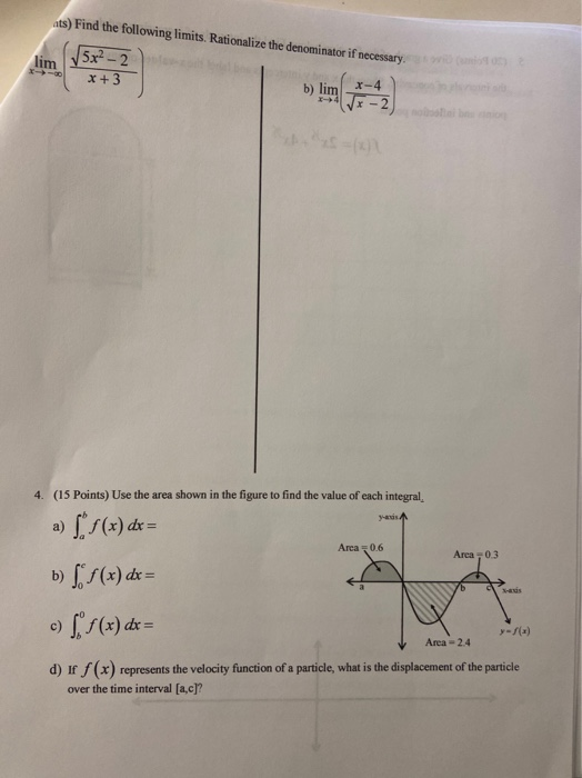 Solved ats) Find the following limits. Rationalize the | Chegg.com