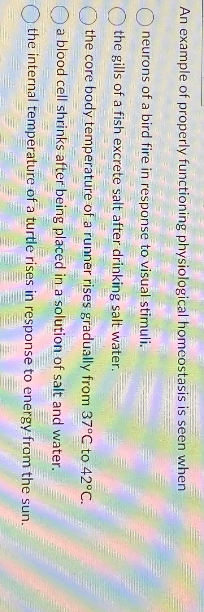 Solved An example of properly functioning physiological | Chegg.com