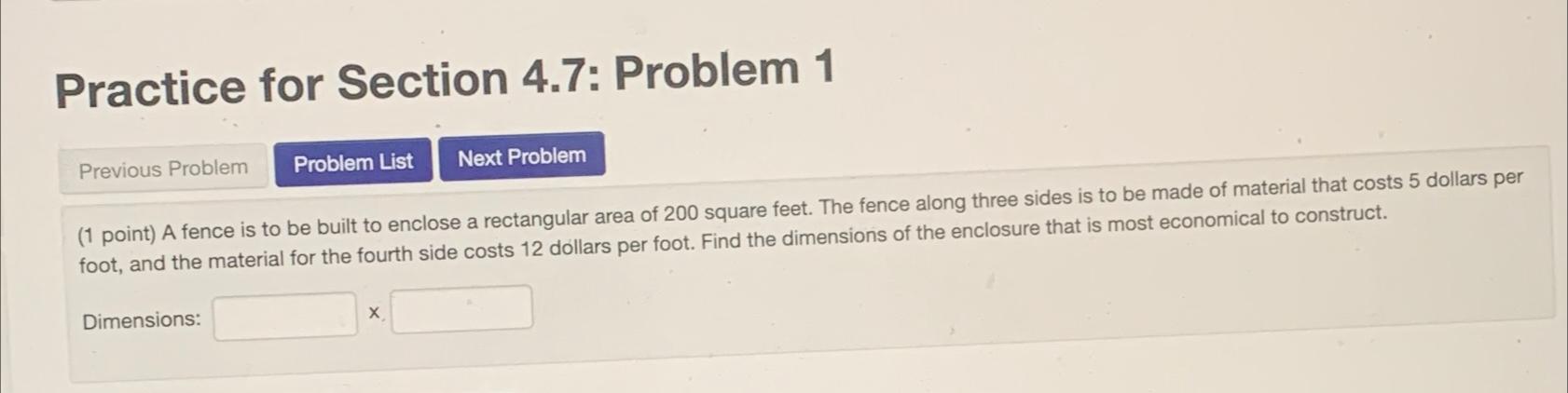 Solved Practice for Section 4.7: Problem 1( 1 ﻿point) ﻿A | Chegg.com