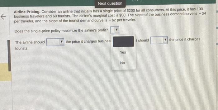 Solved Airline Pricing. Consider an airline that initially | Chegg.com