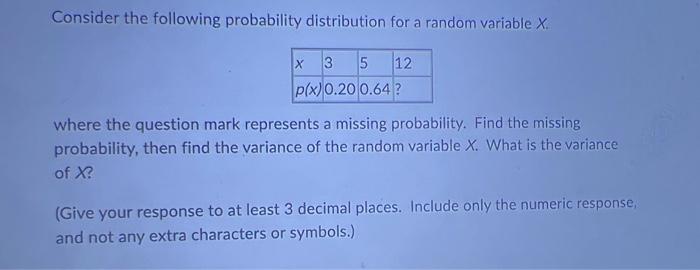 Solved Consider the following probability distribution for a | Chegg.com