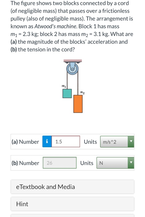Solved The figure shows two blocks connected by a cord (of | Chegg.com