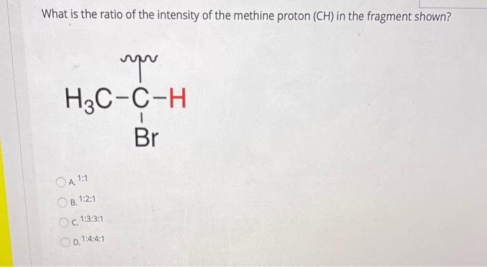 Solved What is the ratio of the intensity of the methine | Chegg.com