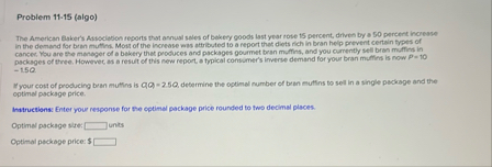 Solved Problem 11-15 (algo)The American Baker's Adtociasion | Chegg.com