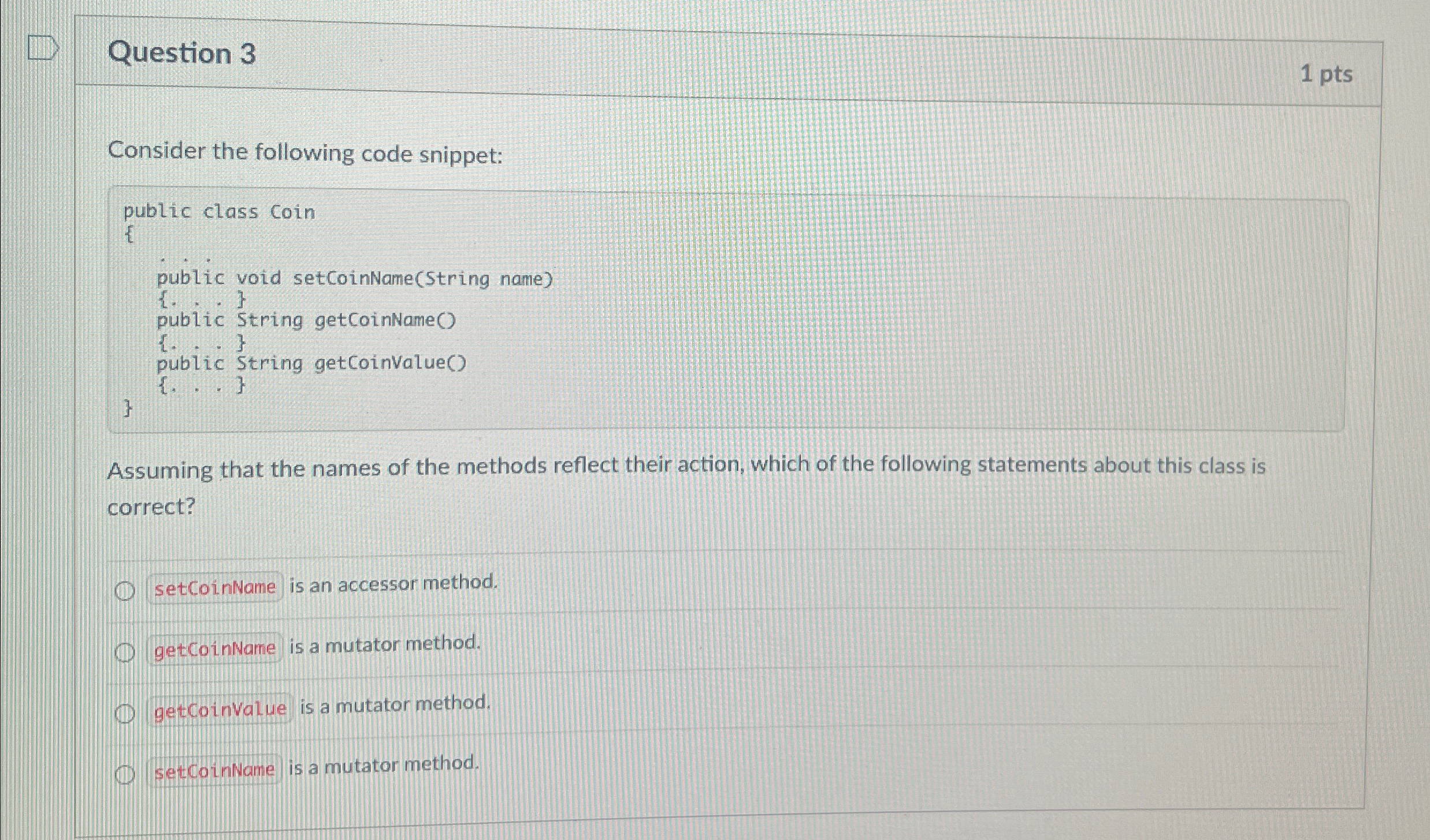 Solved Question 31 ﻿ptsConsider the following code | Chegg.com
