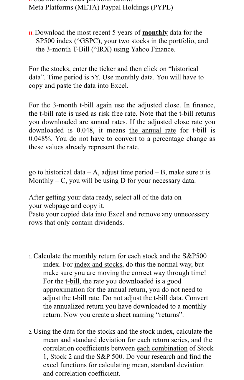 Solved Meta Platforms (META) ﻿Paypal Holdings (PYPL)in. | Chegg.com