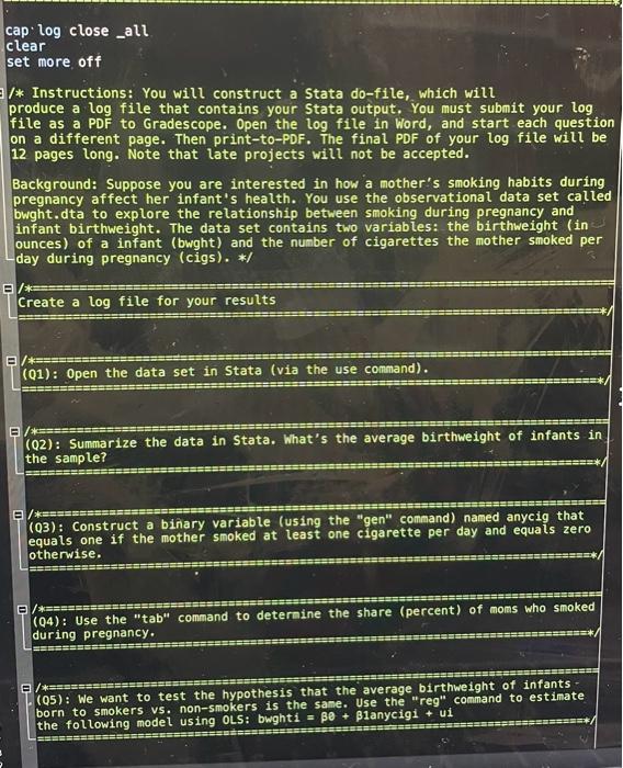 Solved cap log close _all clear set more off /* | Chegg.com