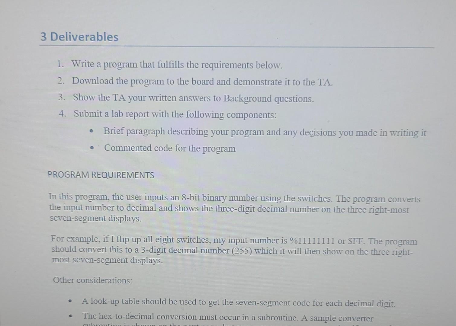 Solved 1. Write a program that fulfills the requirements | Chegg.com