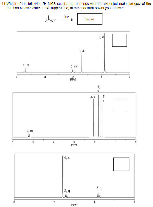 Solved 11. ﻿Which of the following \( { }^{1} \mathrm{H} \) | Chegg.com