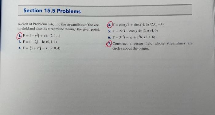 Solved In each of Problems 1-6, find the streamlines of the | Chegg.com