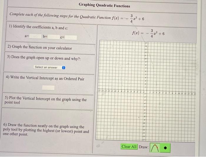 Solved Graphing Quadratic Functions Complete each of the | Chegg.com