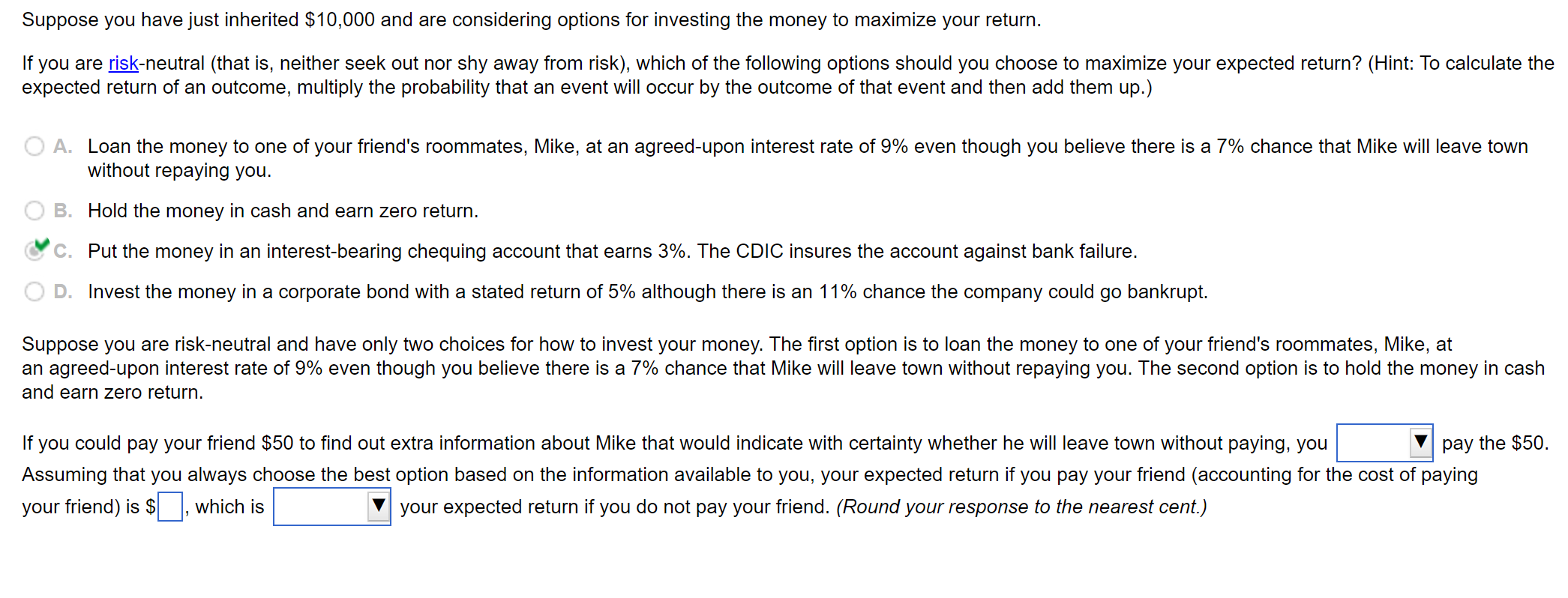 Solved Suppose you have just inherited $10,000 ﻿and are | Chegg.com