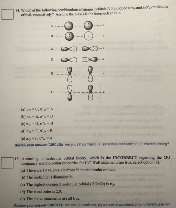 Solved 14. Which of the following combinations of atomic | Chegg.com