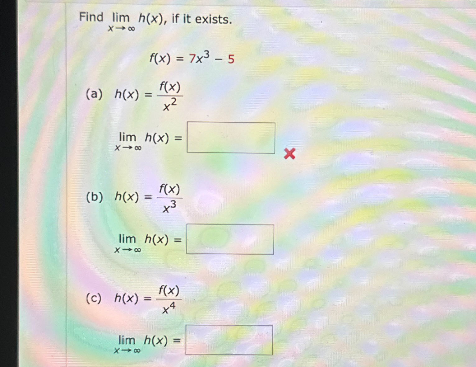 Solved Find limx→∞h(x), ﻿if it | Chegg.com