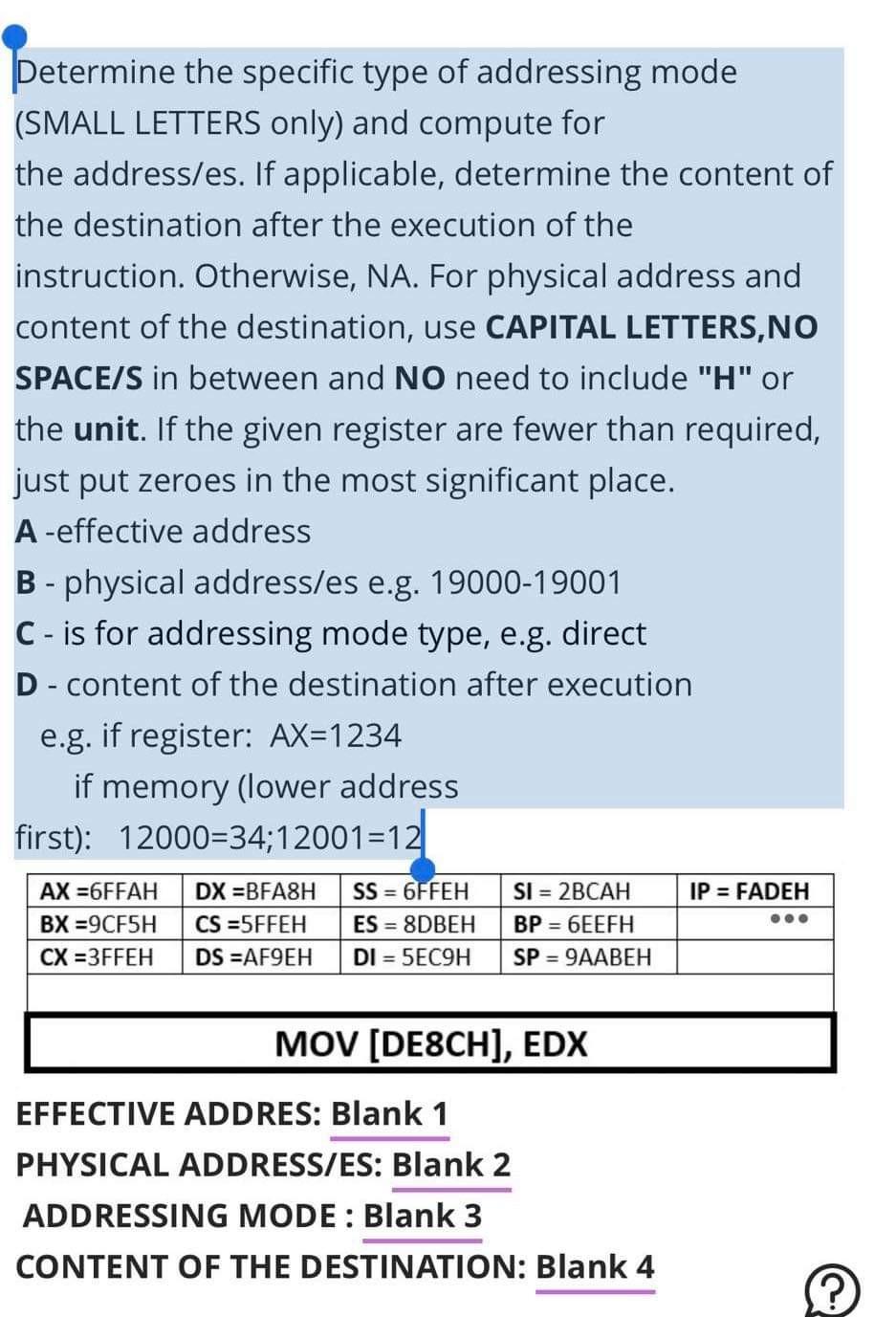 Solved Determine the specific type of addressing mode (SMALL | Chegg.com