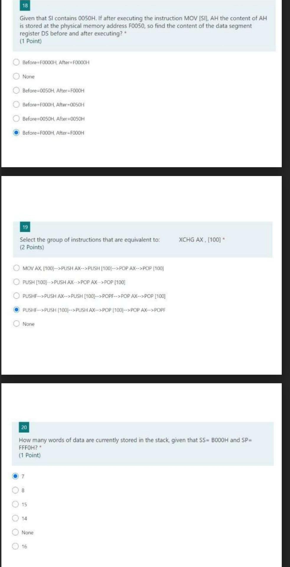 Solved Given that SI contains 0050H. If after executing the | Chegg.com