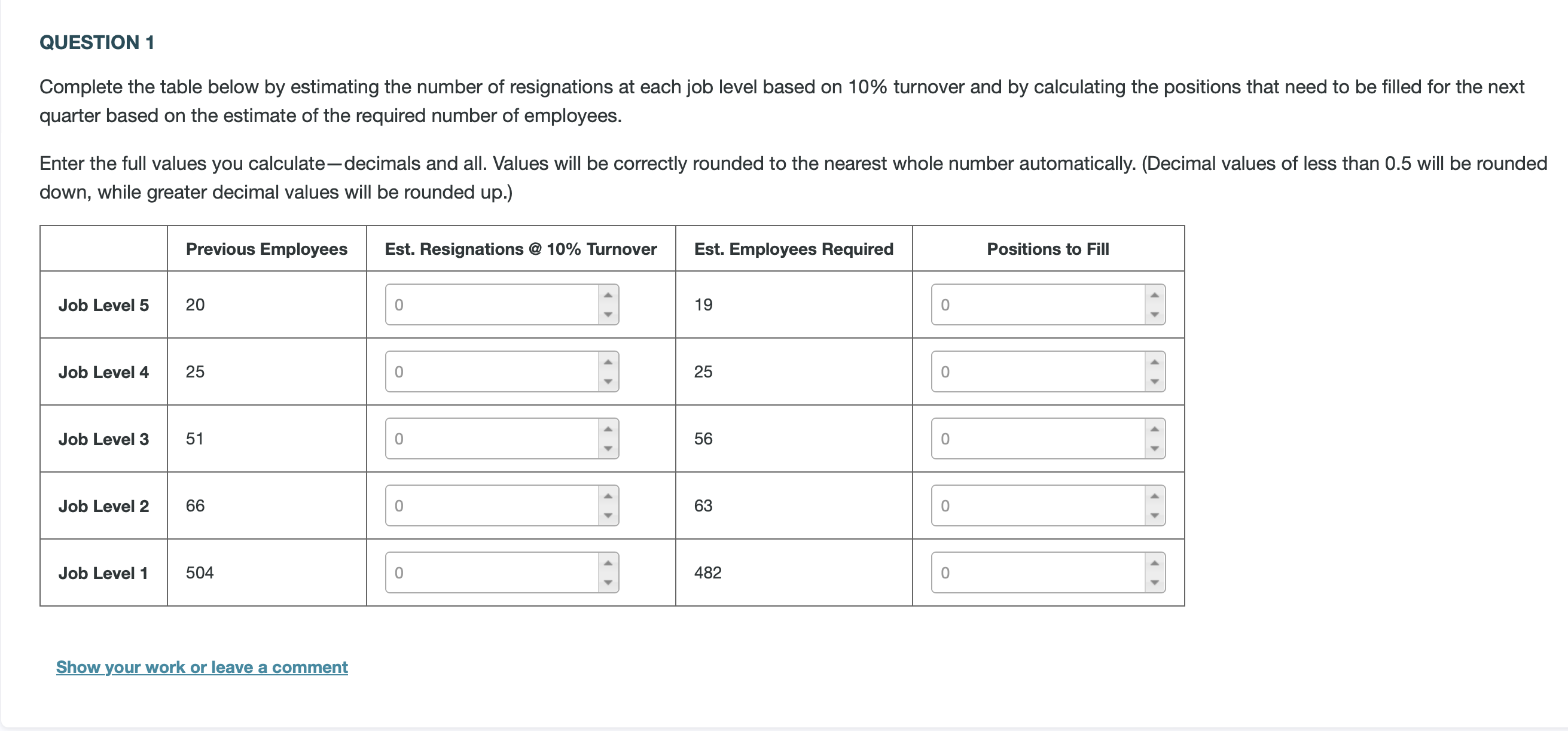 Solved QUESTION 1Complete the table below by estimating the | Chegg.com