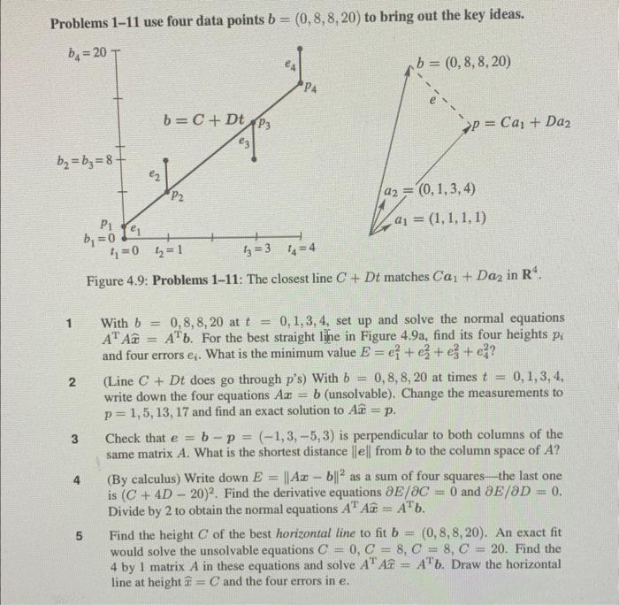 Solved Problems 1-11 use four data points b=(0,8,8,20) to | Chegg.com