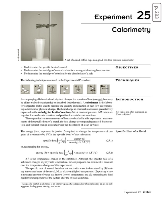 20.0589 Experiment as Report Sheet "Calorimetry c. | Chegg.com