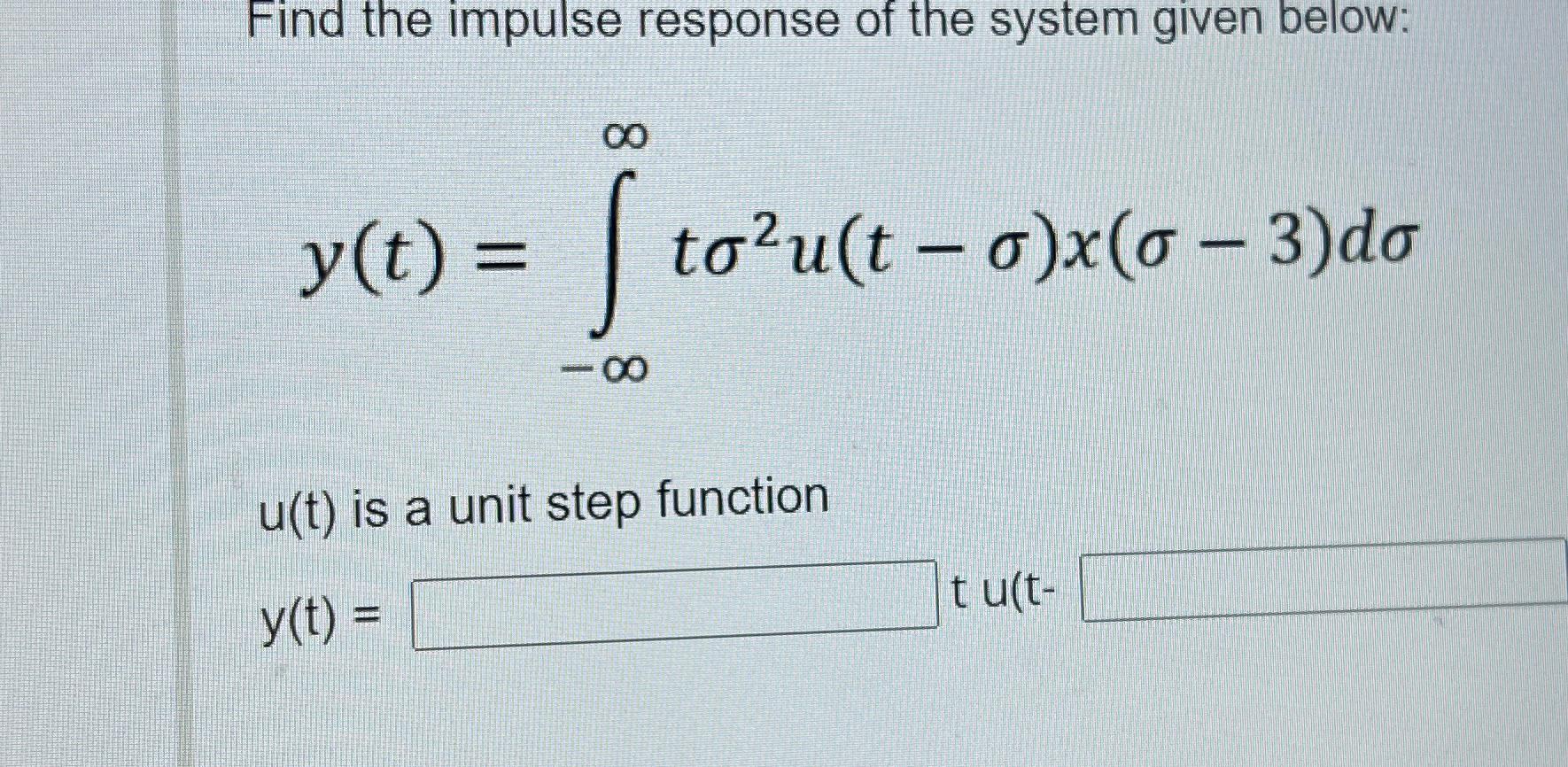 Find the impulse response of the system given | Chegg.com