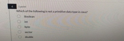 Solved 4 ﻿pointWhich of the following is not a primitive | Chegg.com