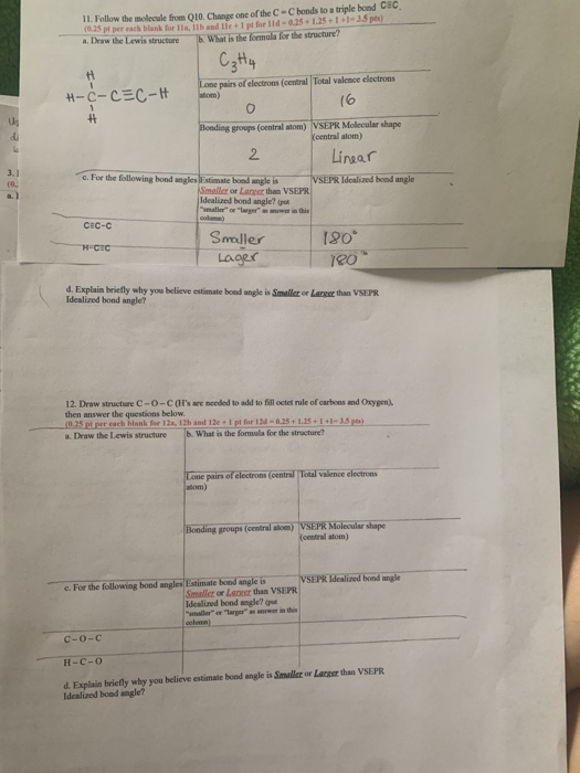 Solved Part III 9. Draw a structure with 3 C in a row, C-C-C | Chegg.com