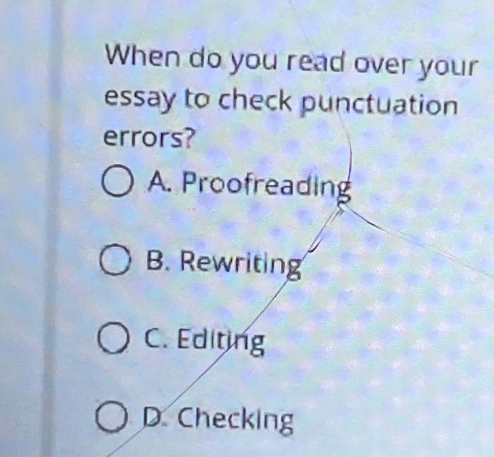 Solved When do you read over your essay to check punctuation | Chegg.com