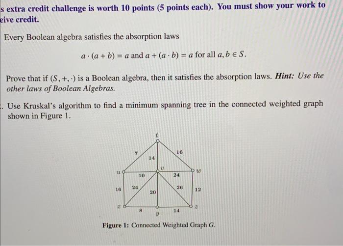 Solved s extra credit challenge is worth 10 points ( 5 | Chegg.com