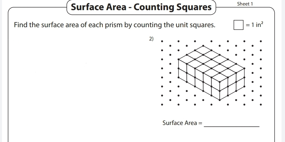 Solved Sheet 1 Surface Area - Counting Squares Find the | Chegg.com