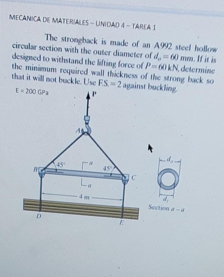 Solved The strongback is made of an A992 steel hollow | Chegg.com