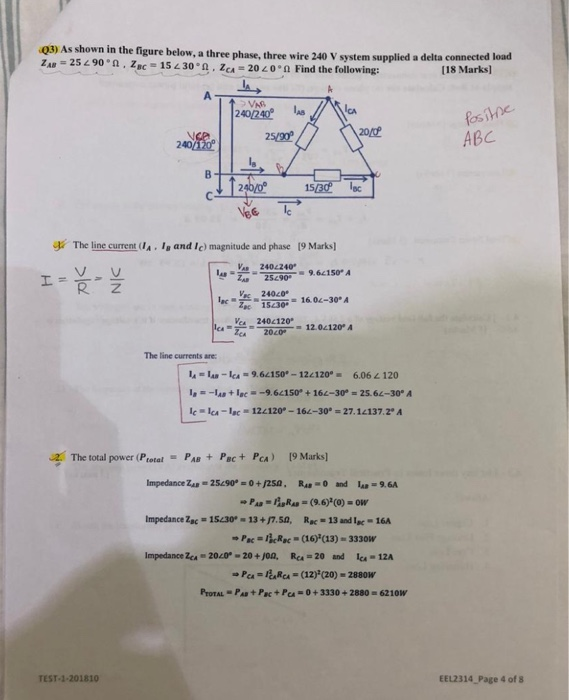 Solved solve with steps how did we find out the line current | Chegg.com
