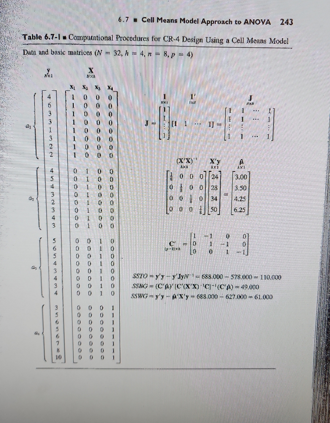 Solved 6.7 ﻿Cell Means Model Approach to ANOVA243Table | Chegg.com