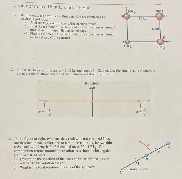 Solved Center of mass, Rotation, and Torque 1. The four | Chegg.com