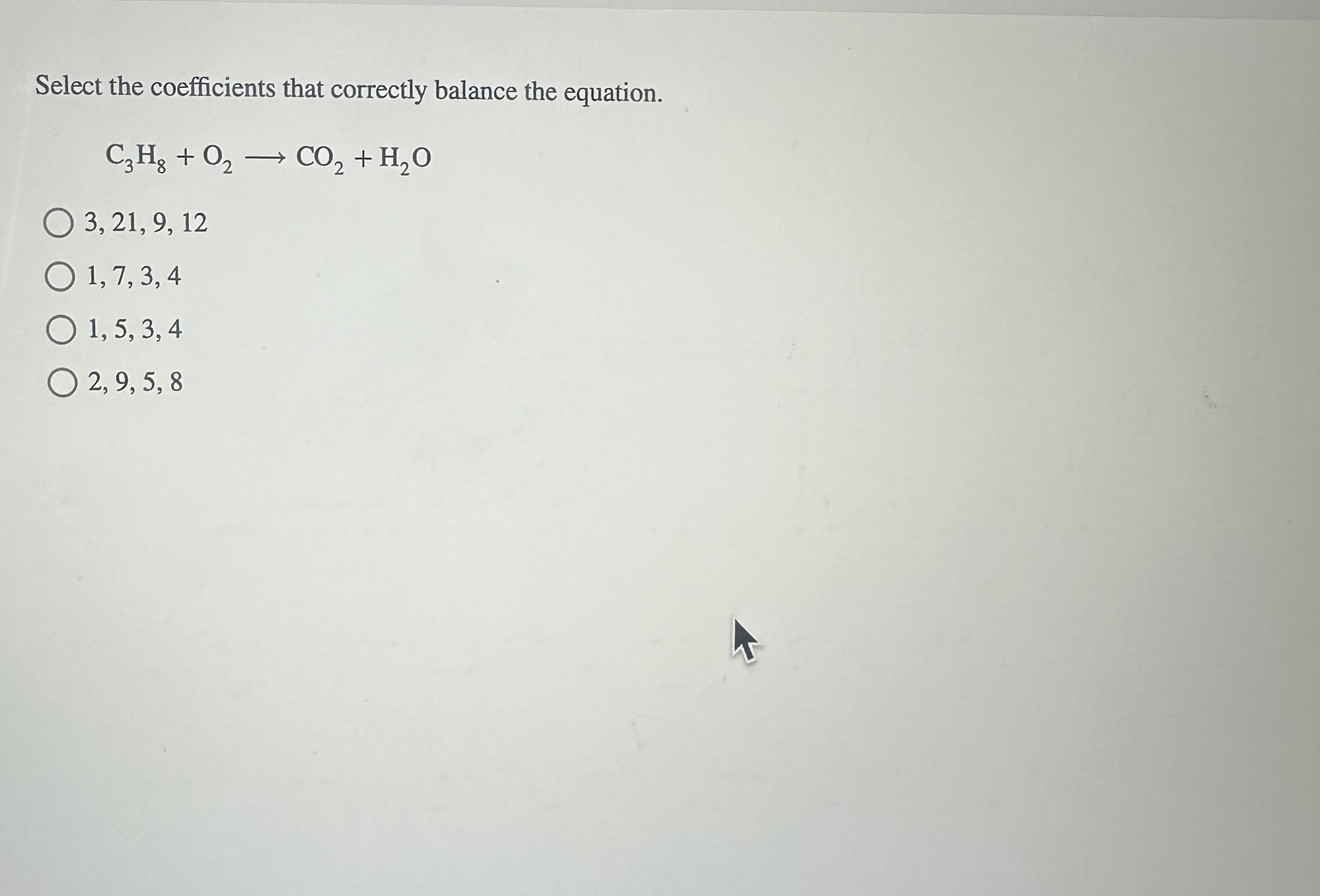 Solved Select the coefficients that correctly balance the | Chegg.com