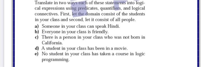 Solved Translate In Two Ways Each Of These Statements Into 
