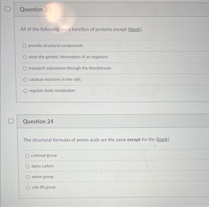 Solved All of the following are a function of proteins | Chegg.com