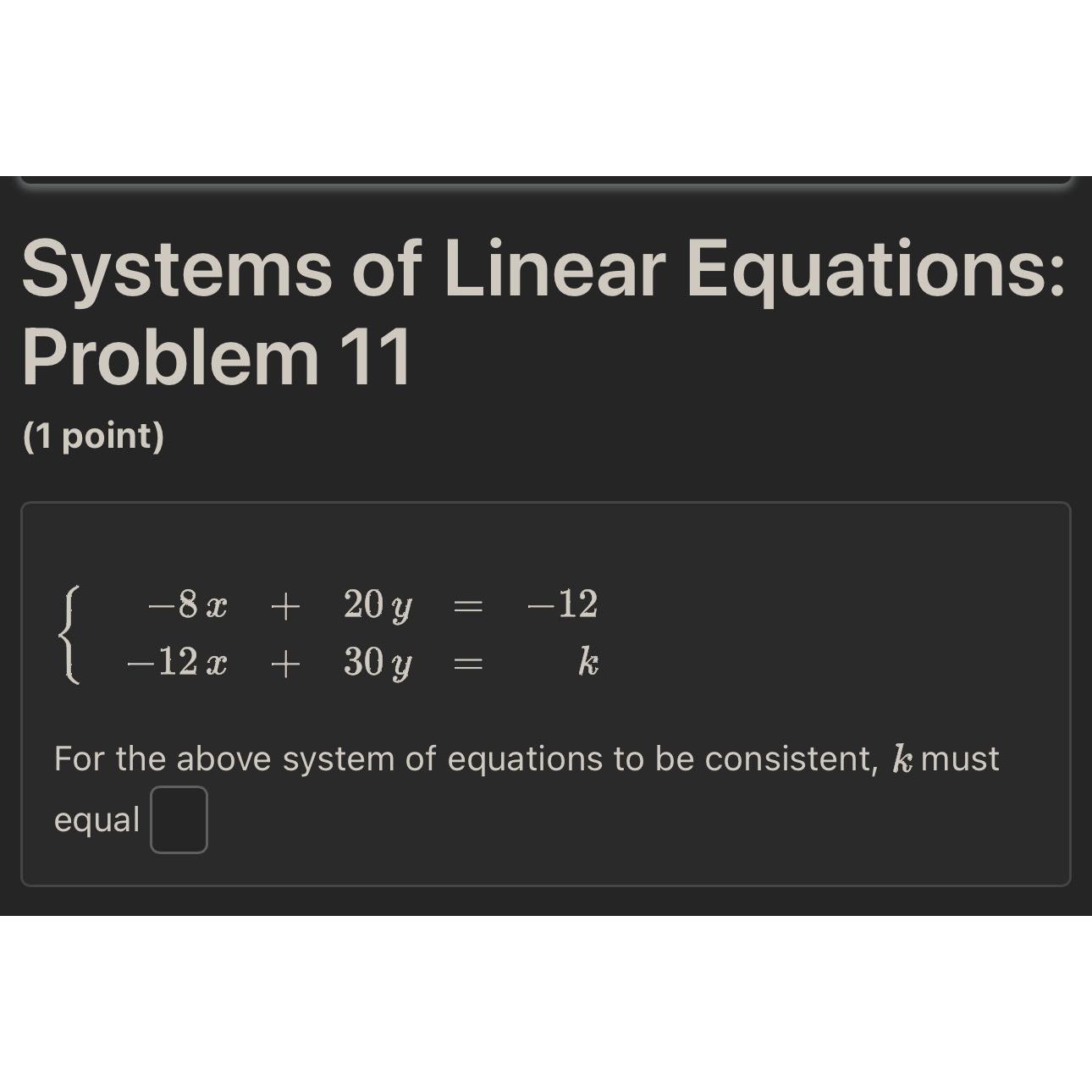 Solved Systems of Linear Equations: Problem 11(1 | Chegg.com