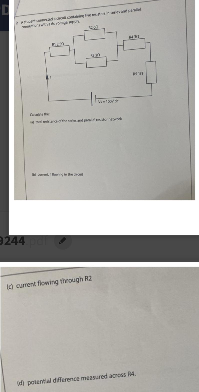 Solved 2 ﻿A student connected a circuit containing five | Chegg.com