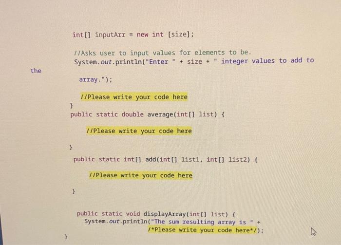 Solved 1. Write a method that retums an int array using | Chegg.com