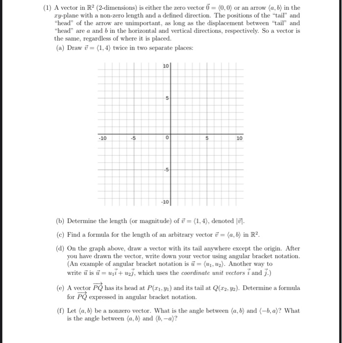 Solved (1) A vector in R2 (2-dimensions) is either the zero | Chegg.com