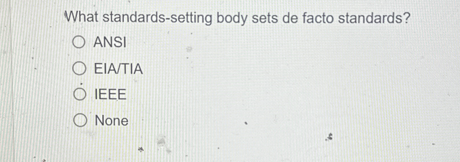 Solved What standards-setting body sets de facto | Chegg.com
