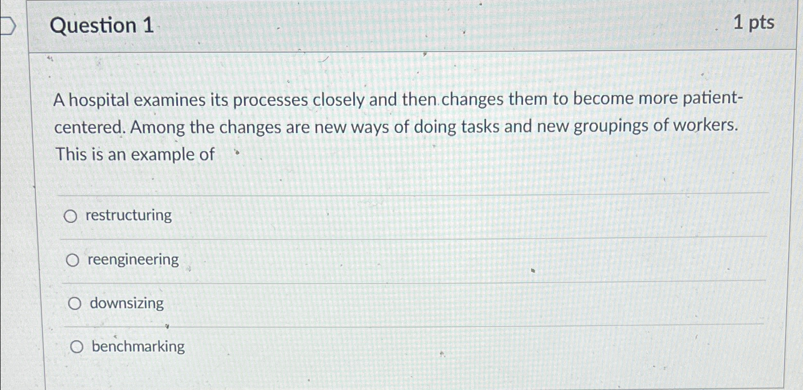 Solved Question 11 ﻿ptsA hospital examines its processes | Chegg.com