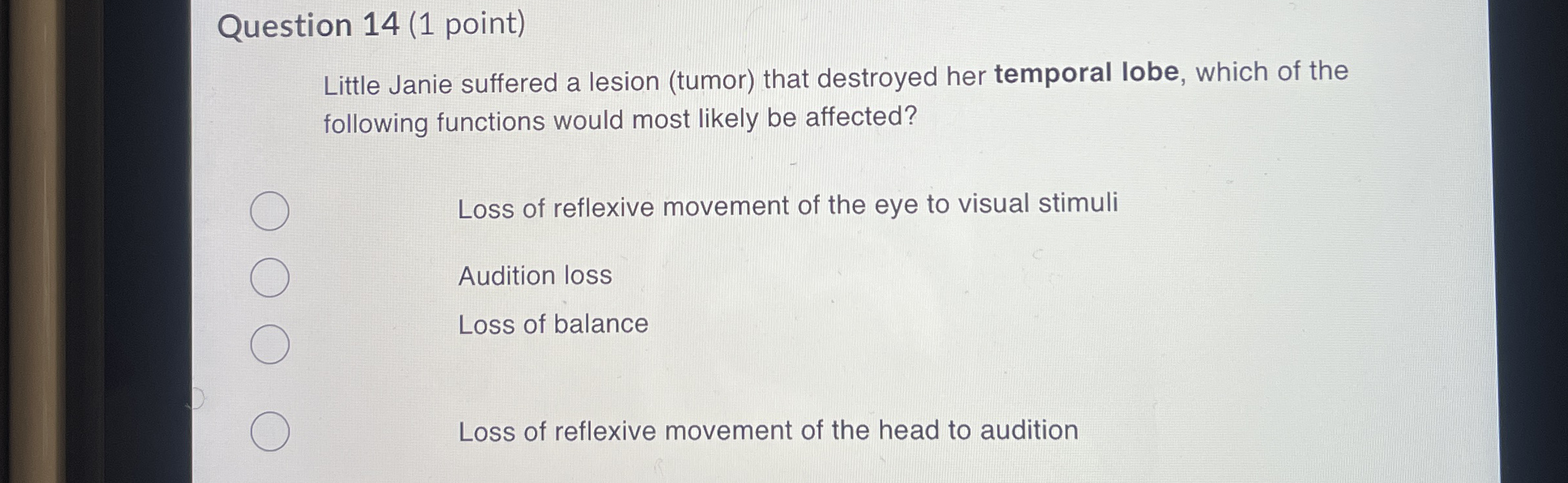 High Quality SOLUTION Question 14 (1 ﻿point)Little Janie suffered a lesion | Chegg.com