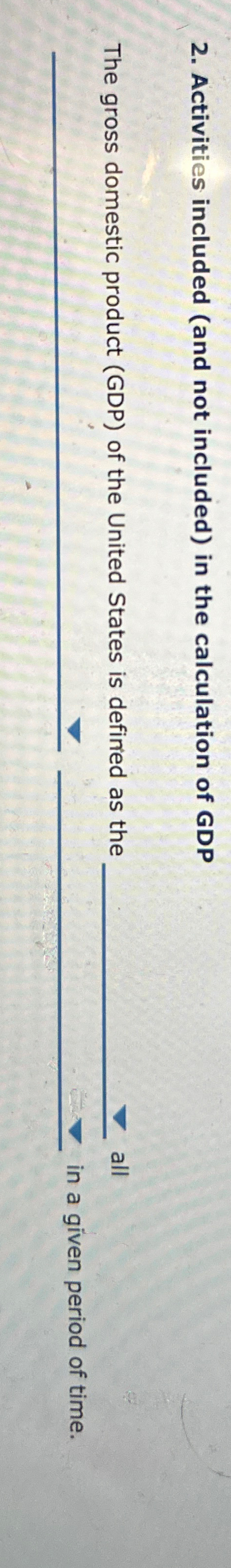 Solved Activities included (and not included) ﻿in the | Chegg.com